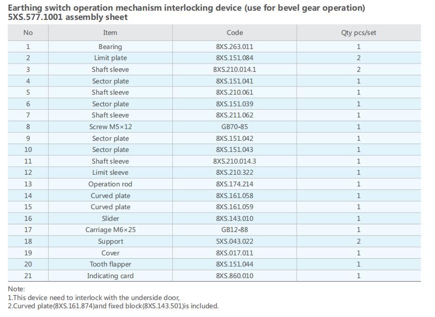 5XS. 577.1001 Earthing Interlock Device Operation Mechanism for Kyn28 ...